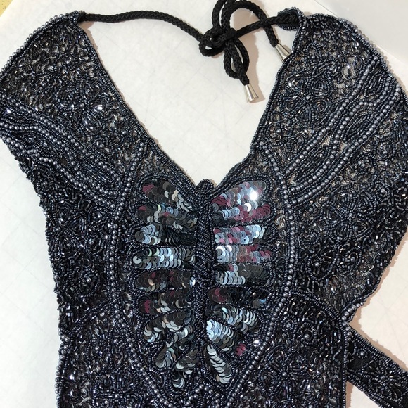 Cosmo and Nathalia | Tops | Beaded Sequence Butterfly Halter Top | Poshmark